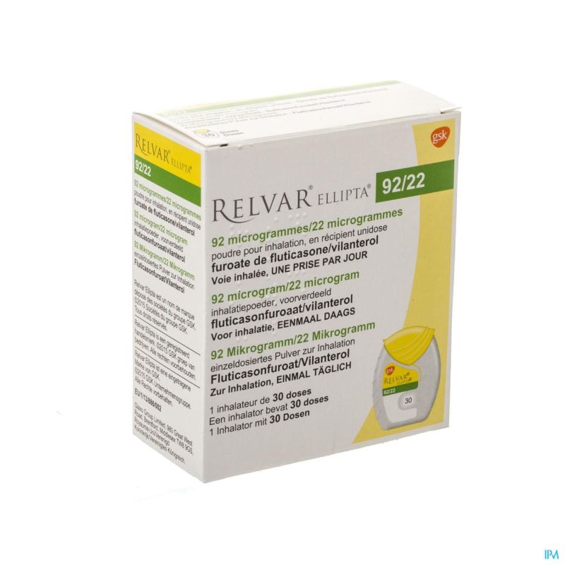 Relvar Ellipta 92/22mcg Pulv Inhal Multidose 1x30