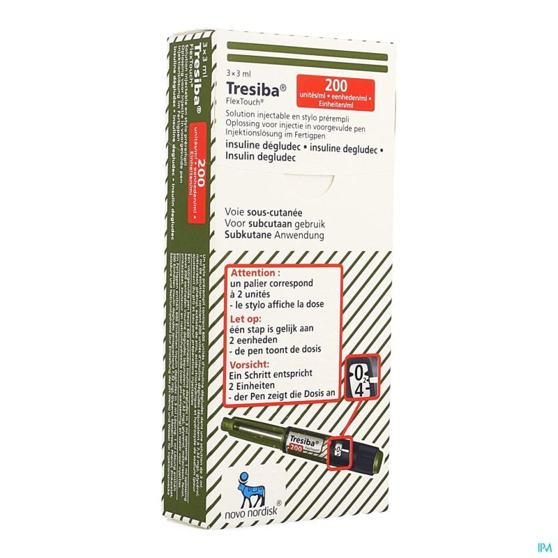 Tresiba 200u/ml Sol Inj Stylo Pre. Flextouch 3x3ml