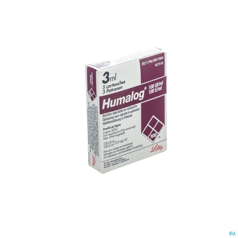 Humalog Cartridge 100u/1ml 5x3ml