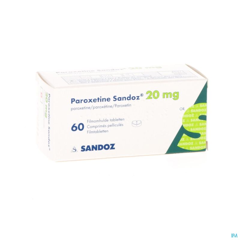 Paroxetine 20mg Sandoz Comp Pell 60 X 20mg