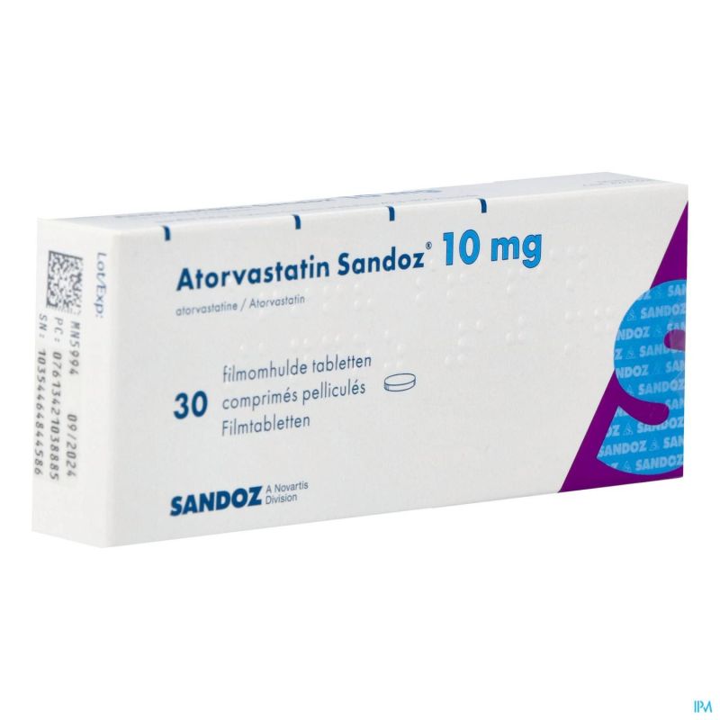Atorvastatin 10mg Sandoz Comp Pell 30