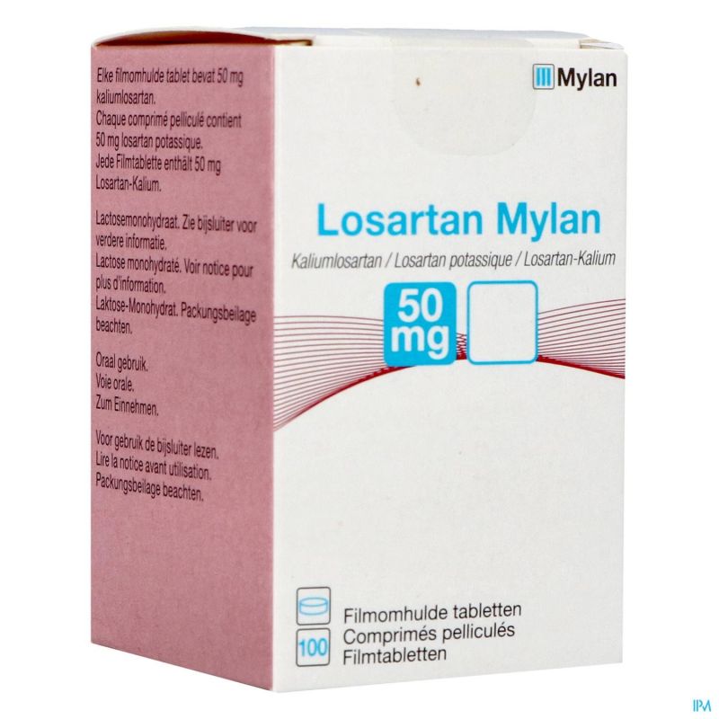 Losartan Mylan 50mg Comp Pell 100 X 50mg Flacon