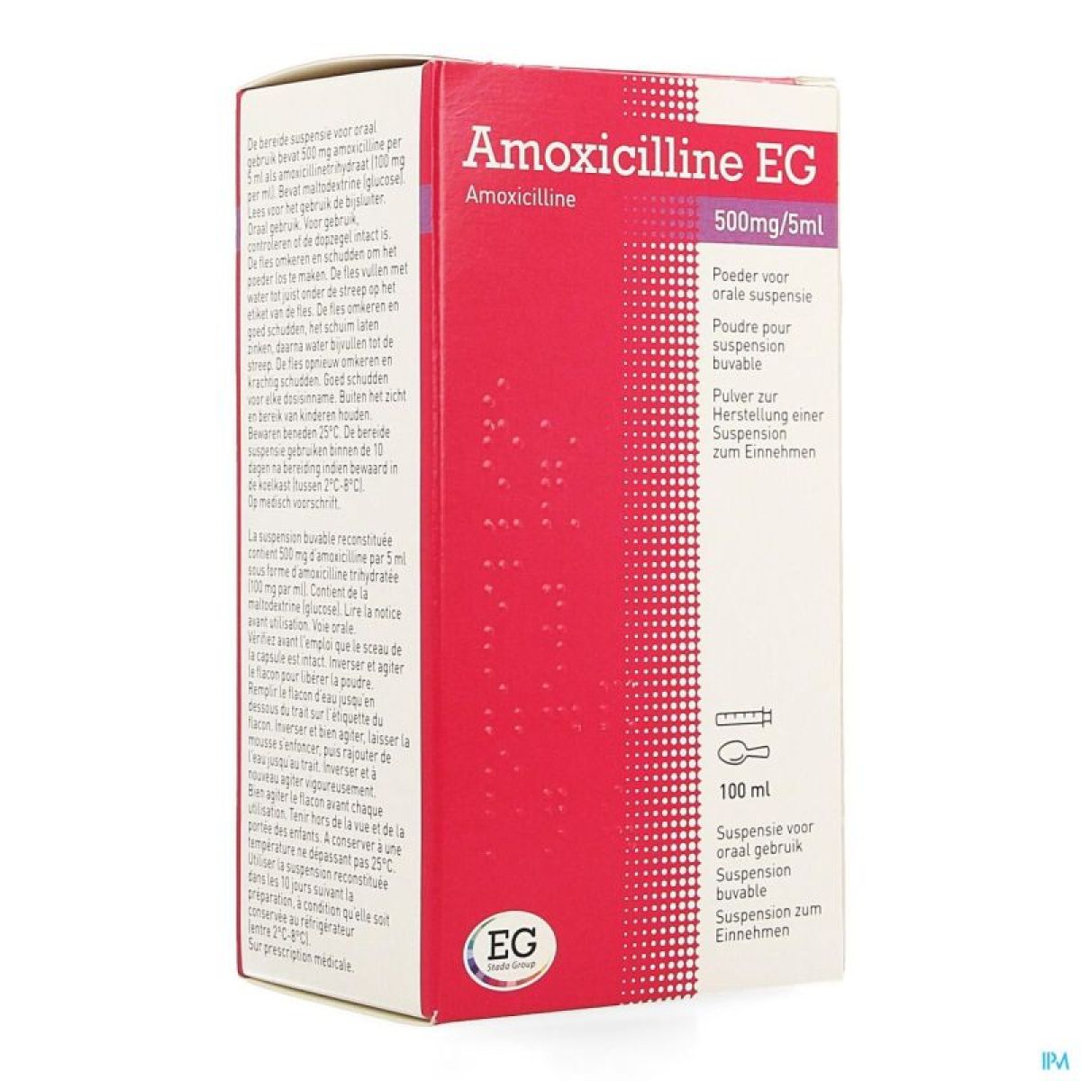Amoxicilline EG 500Mg/5Ml Pdr Susp Buvable 100Ml