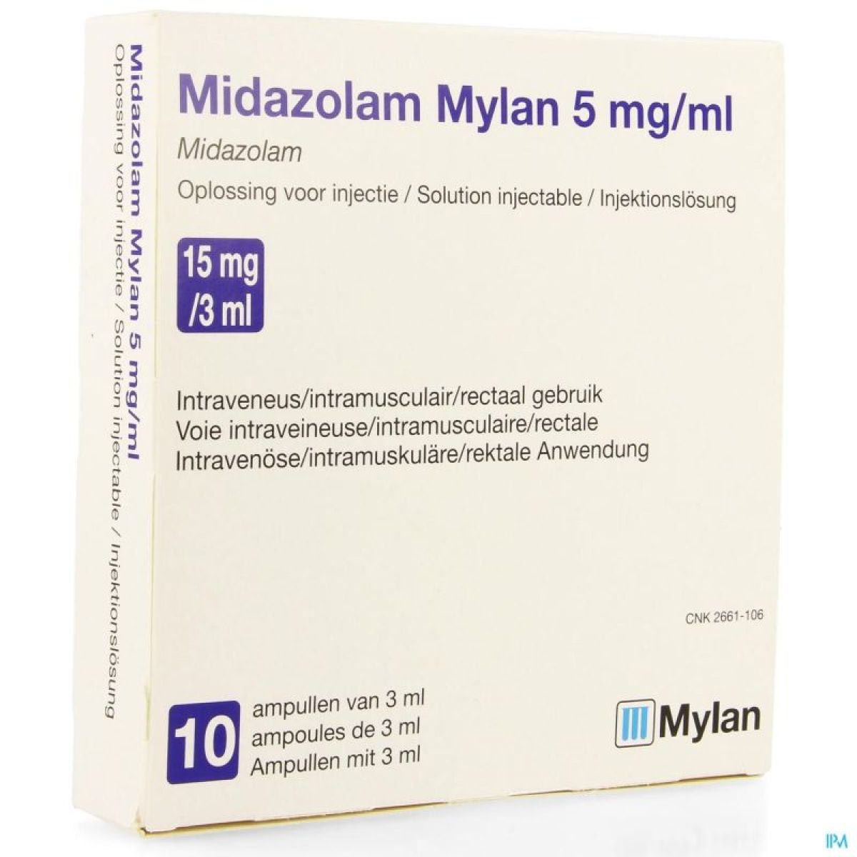Midazolam Mylan 5 mg/ml sol. inj. i.m./i.v. amp. 10 x 3 ml