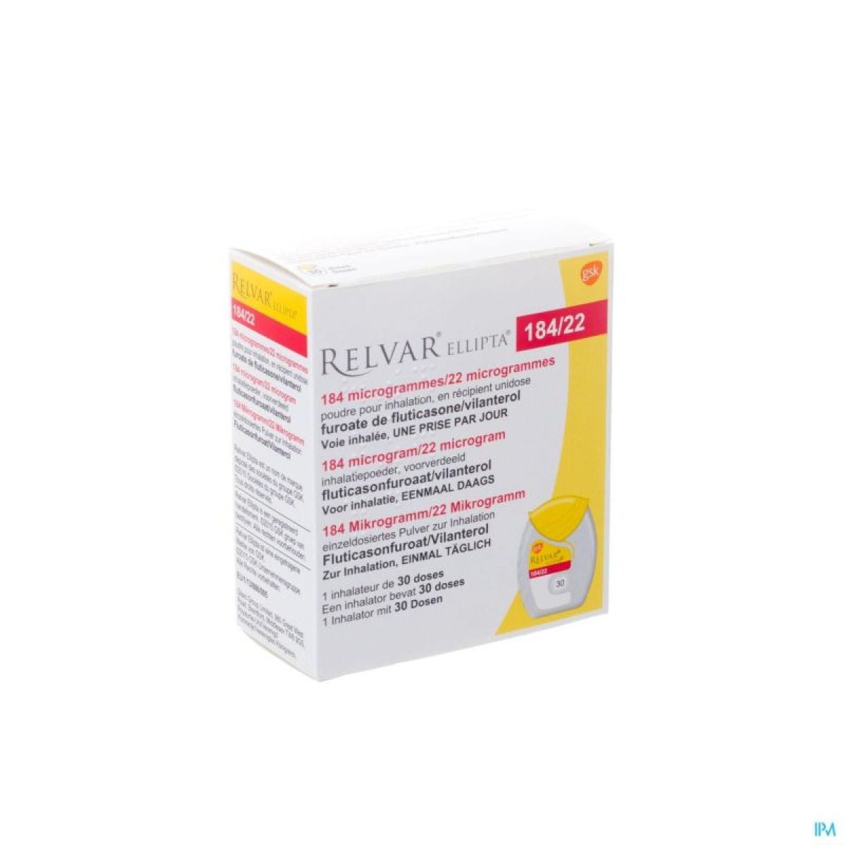 Relvar Ellipta 184/22mcg Pulv Inhal Multidose 30